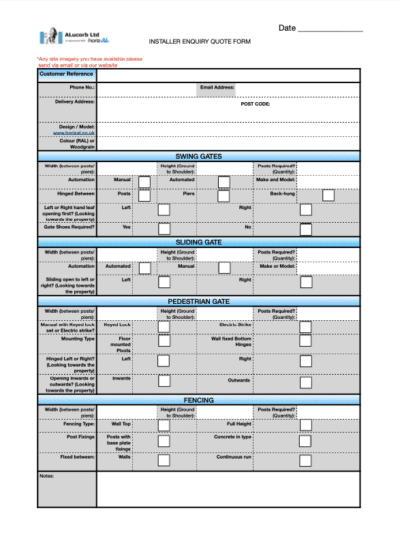 Our new Editable Enquiry Forms | Horizal Aluminium Gates